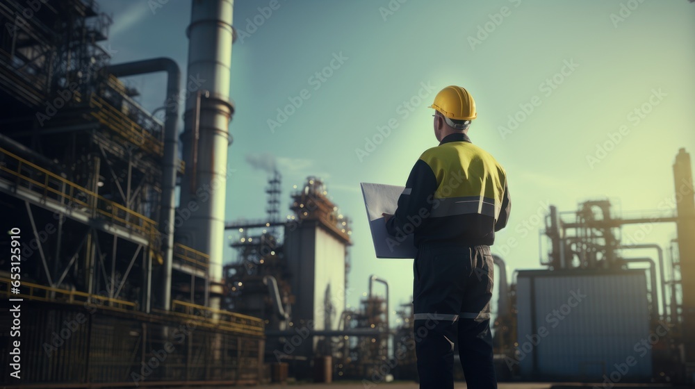Engineer inspector conducting an inspection at an industrial plant ...