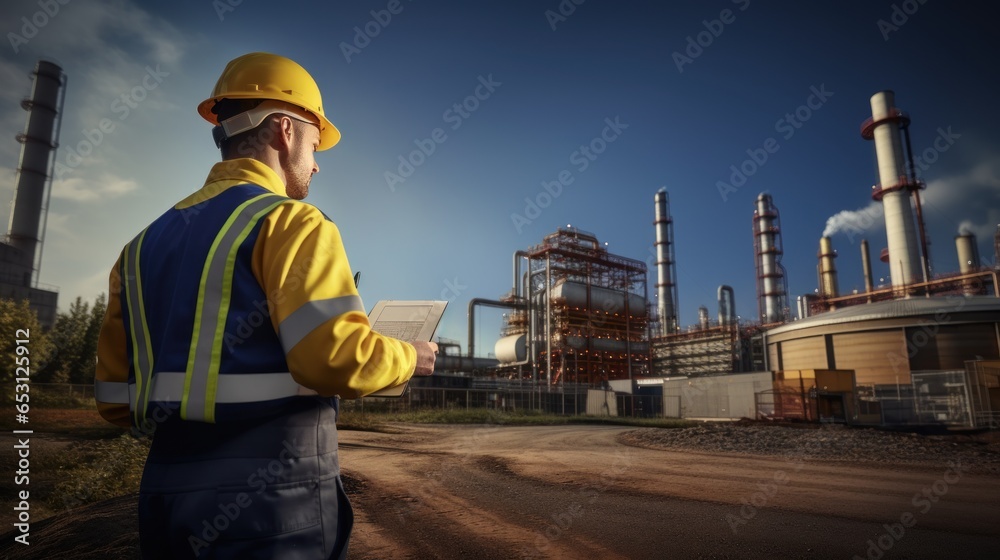 Engineer inspector conducting an inspection at an industrial plant ...
