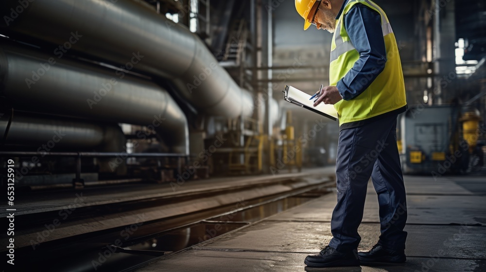 Engineer inspector conducting an inspection at an industrial plant ...