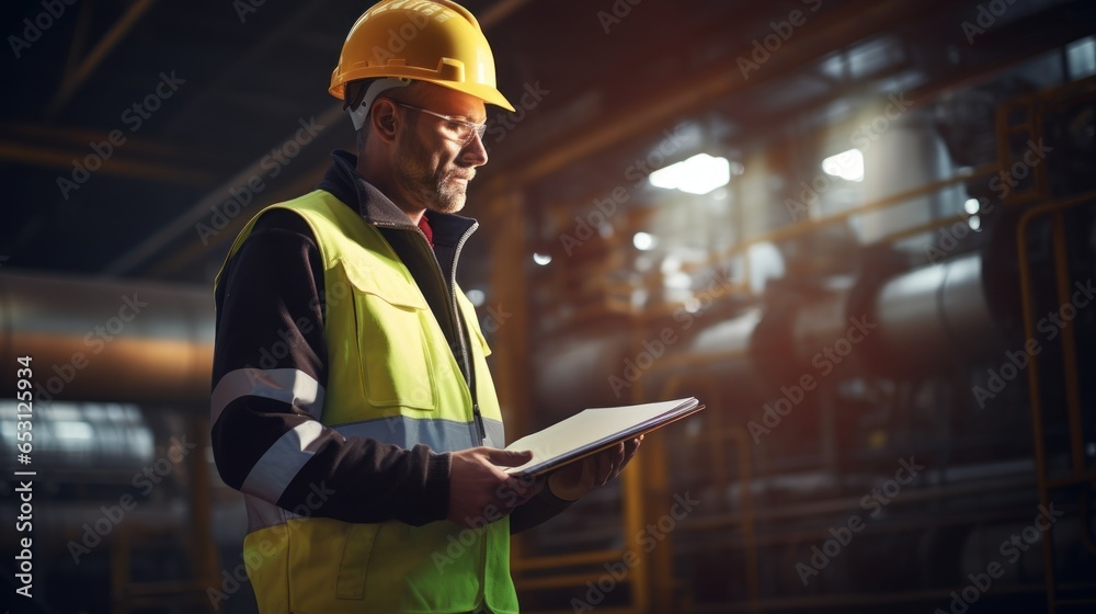 Engineer inspector conducting an inspection at an industrial plant ...