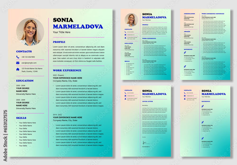 Holographic Resume Design Stock Template | Adobe Stock