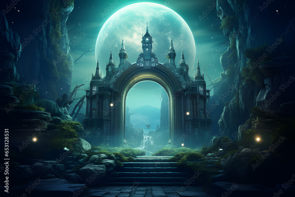 Mysterious Entrance portal to Fantasy world,Magic stone gate,Ancient ...