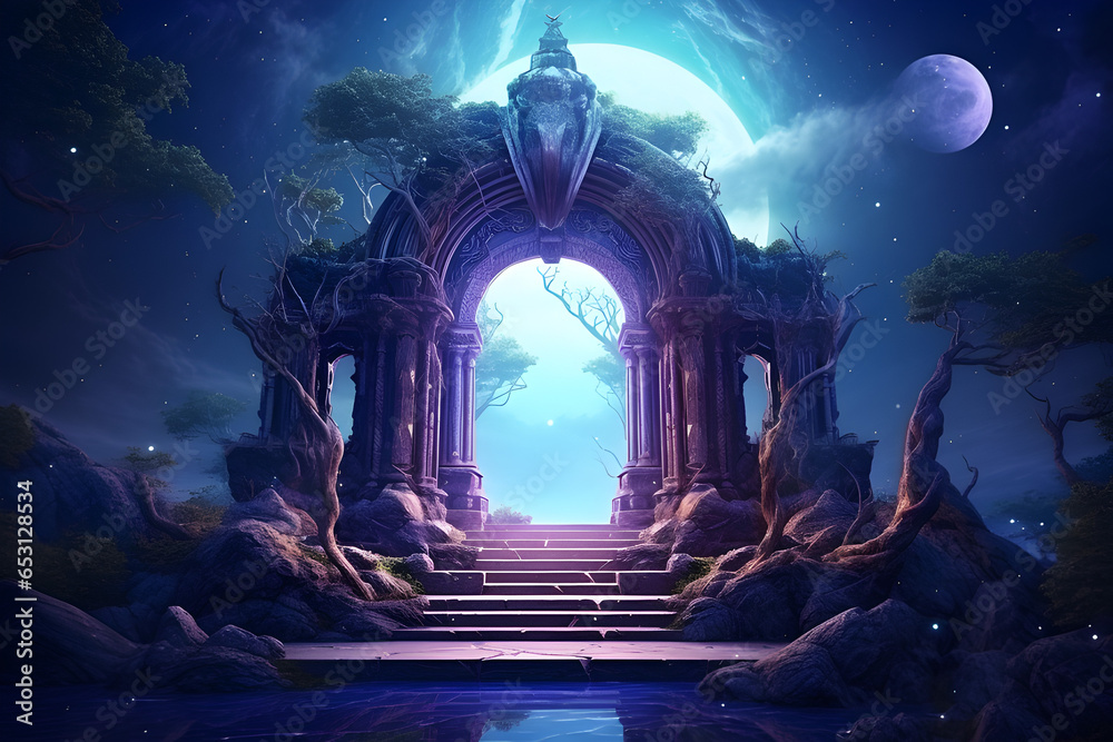 Mysterious Entrance portal to Fantasy world,Magic stone gate,Ancient ...