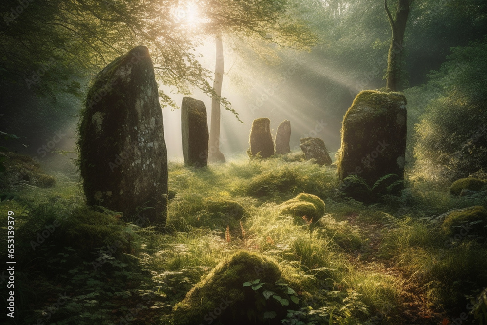 In the heart of a dense forest, a mystical clearing revealed a circle ...