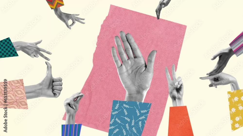 Human hands aesthetic gesturing on light background. Stop motion ...