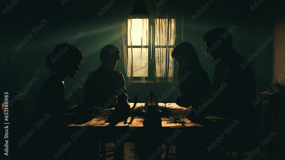 Photo & Art Print a dimly lit room, with a faint glow emanating from a ...