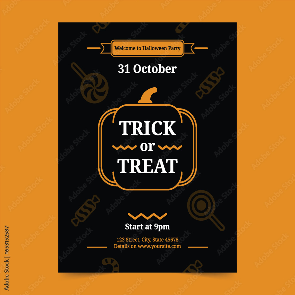 Vector Halloween Club Party Flyer vertical poster template Stock Vector ...