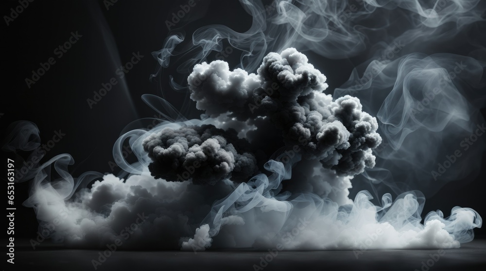 Back and white smoke explosion isolated on transparent background Stock ...