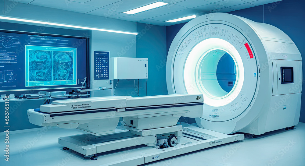 medical examination technology of future. MRI scan machine, future ...