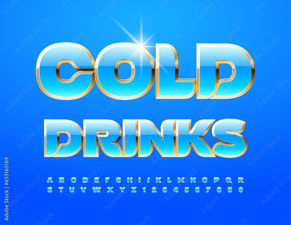 Vecteur Stock Vector creative advertisement Cold Drinks. Blue and Gold ...