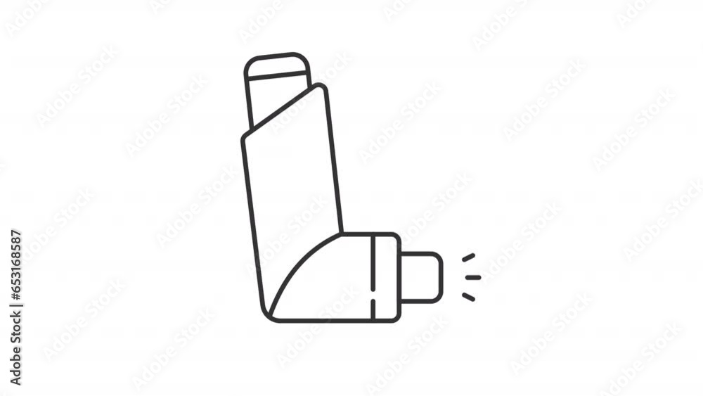 2D black thin line animation of inhaler, HD video with transparent ...