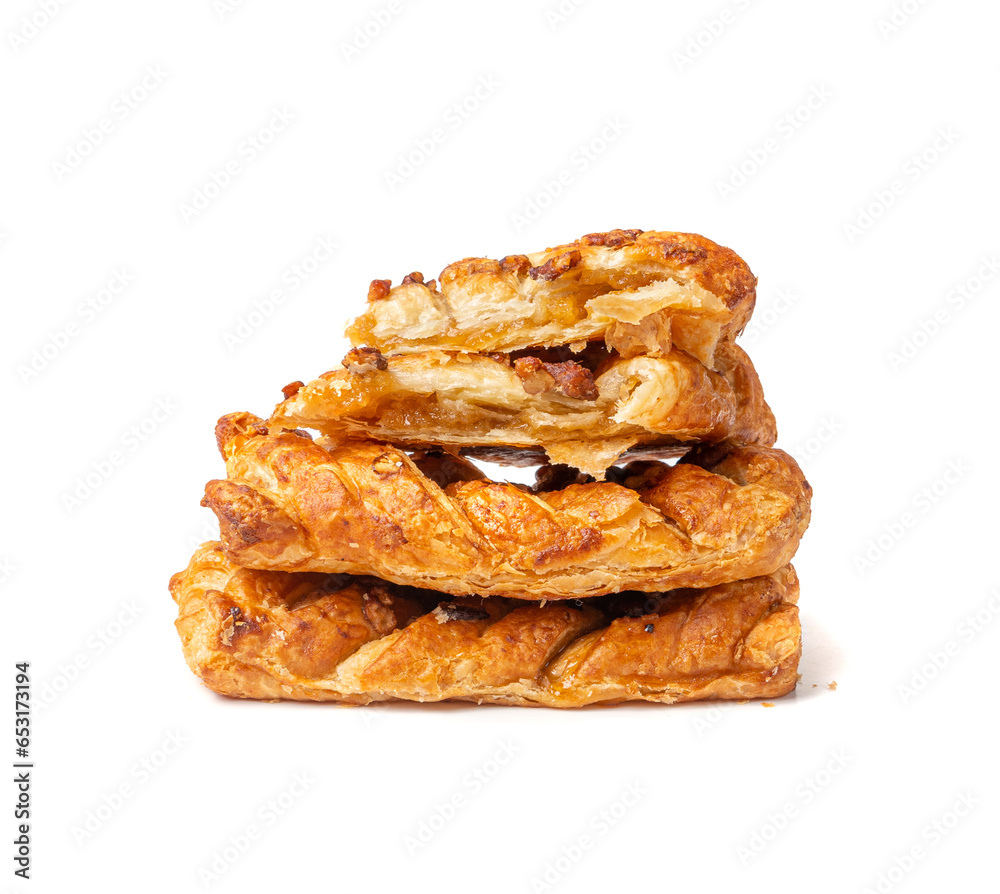 Maple Pecan Puff Pastry Isolated, Danish Plaits Pastries with Maple ...