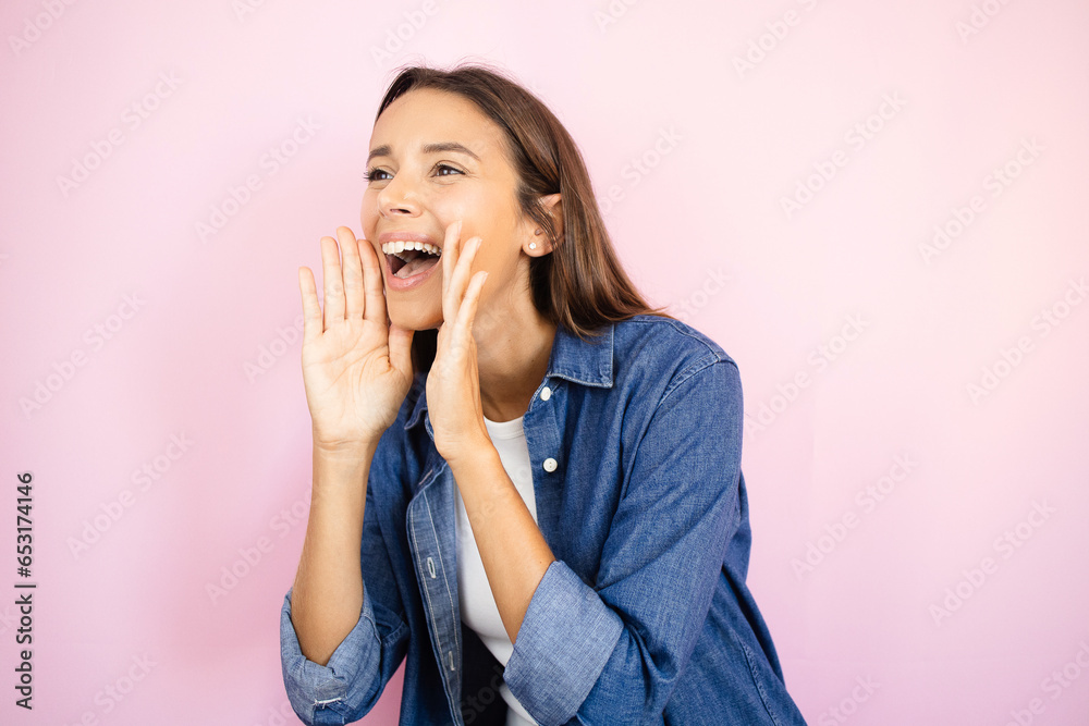 Poster Woman Announcing Telling Speaking Informing Announcement Concept ...
