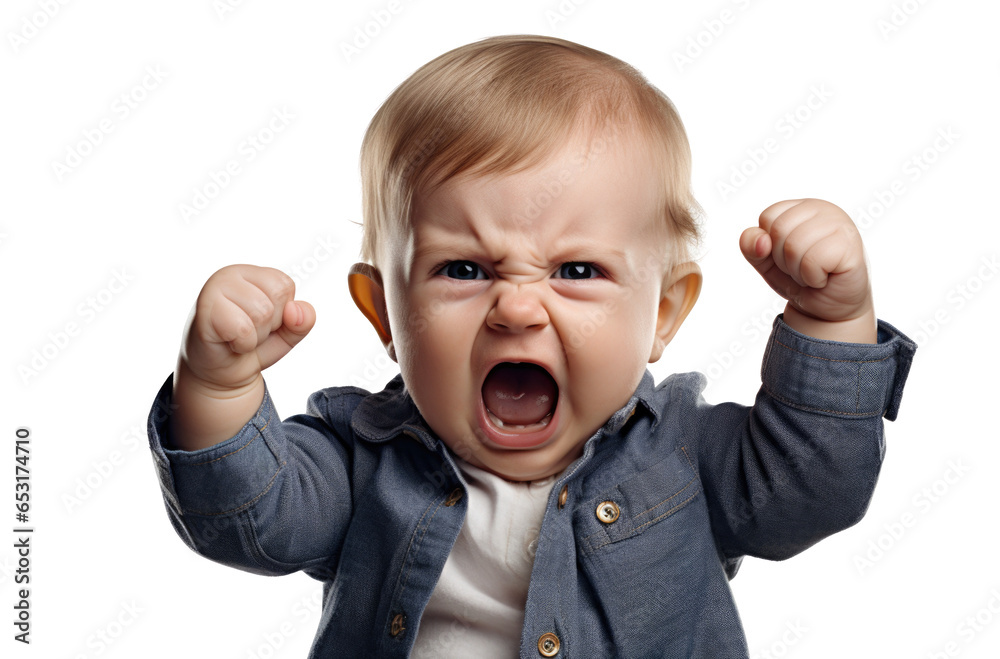 Cute baby with funny facial expressions and gesture with transparent ...