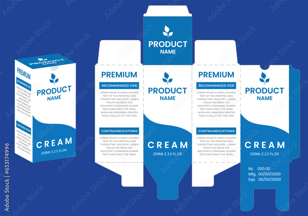 Supplements and Cosmetic box design, Package design template, box ...