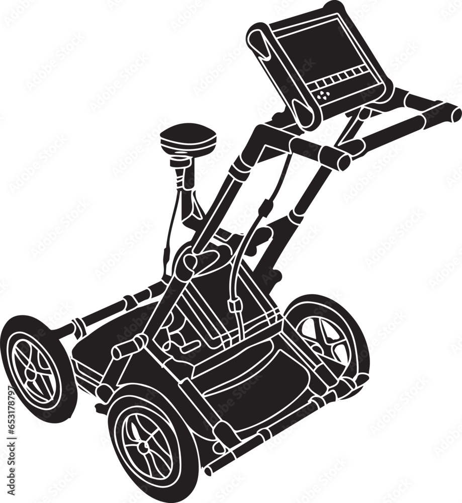 Vecteur Stock Minimalist GPR Machine Sketch , Ground Radar Doodle Art ...