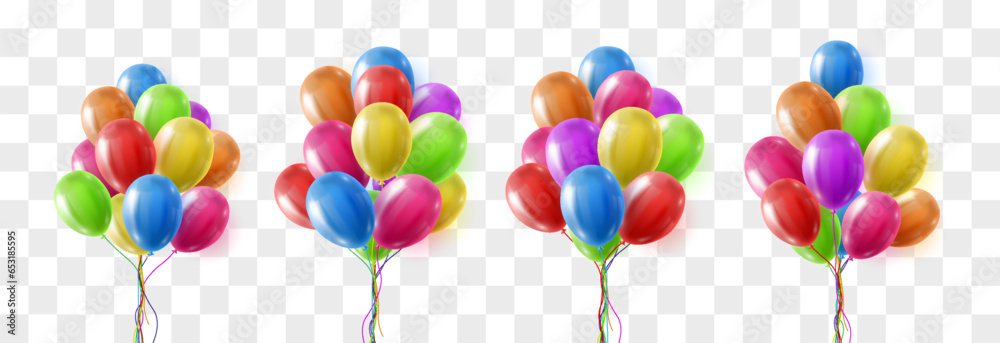 Vector colorful balloons isolated on png background. Realistic festive ...