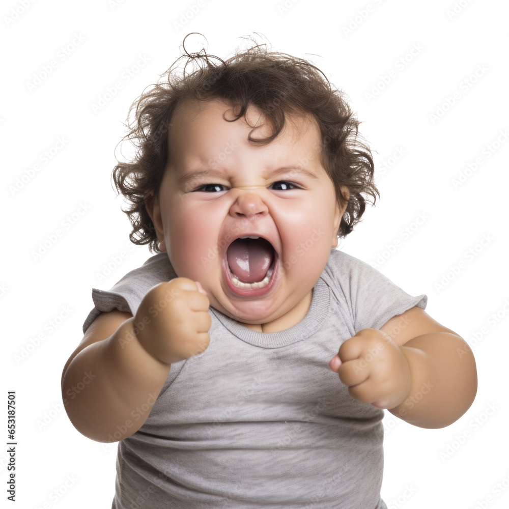 Cute baby giving funny facial expressions and gesture with transparent ...