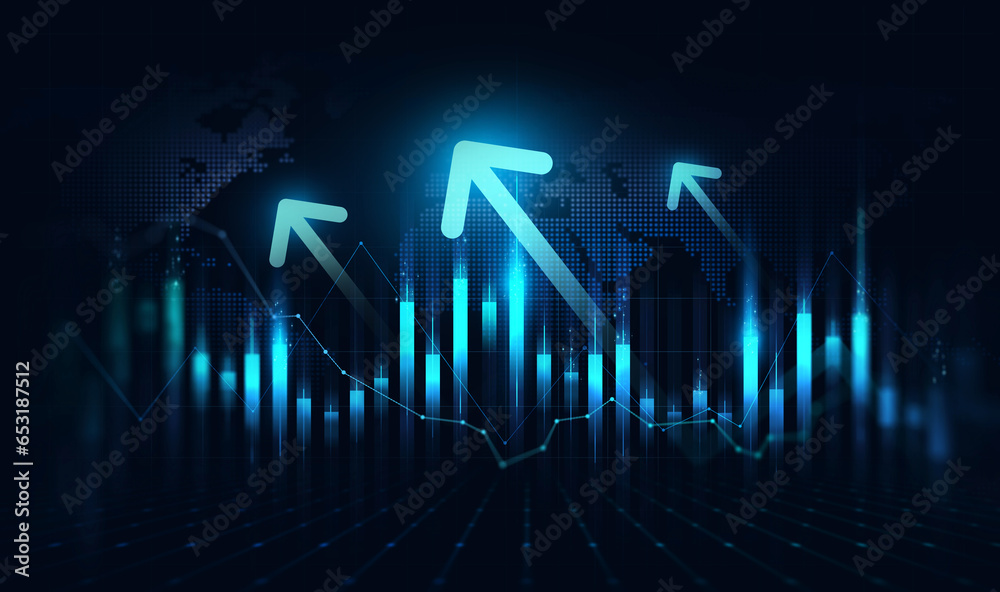 Business growth graph chart and success financial arrow up. Development ...