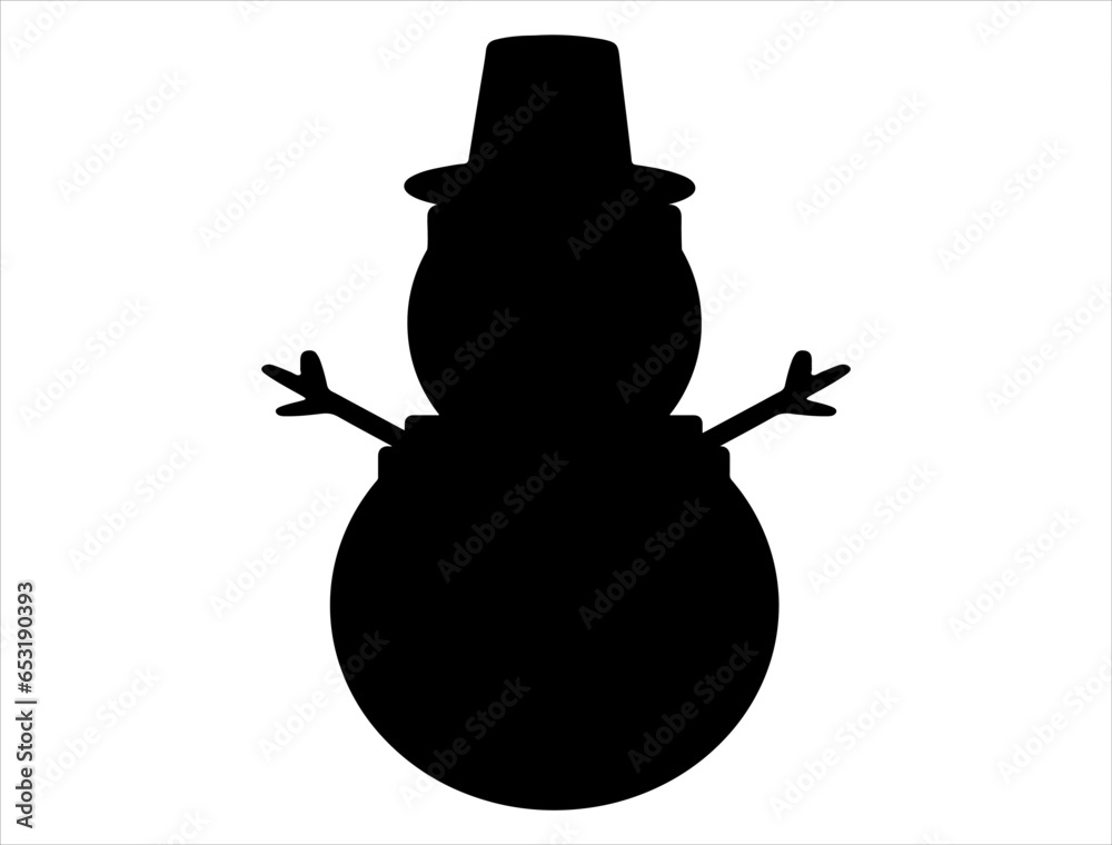 Snowman silhouette vector art Stock Vector | Adobe Stock