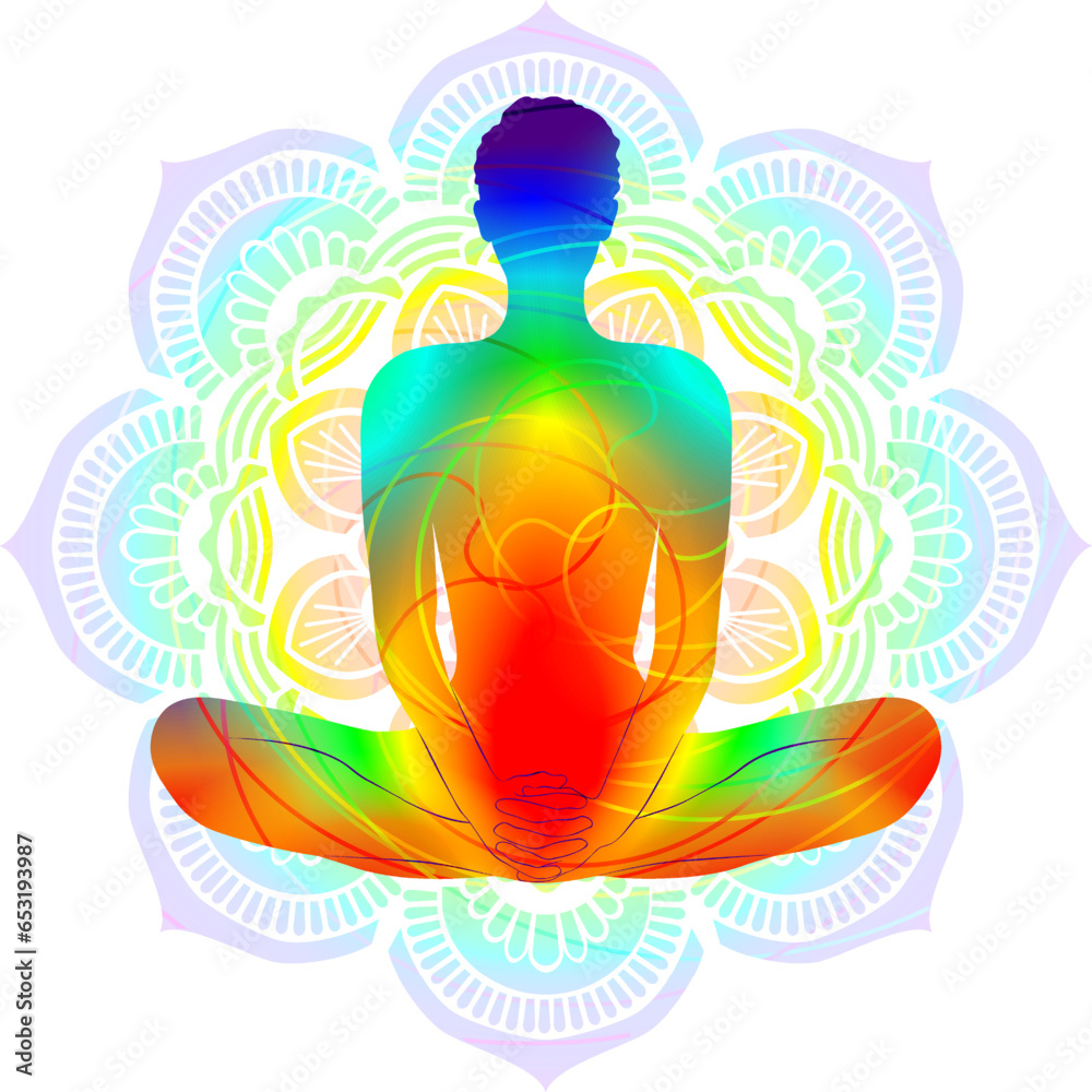 Colorful silhouette yoga posture. Bound Angle pose or Butterfly pose ...