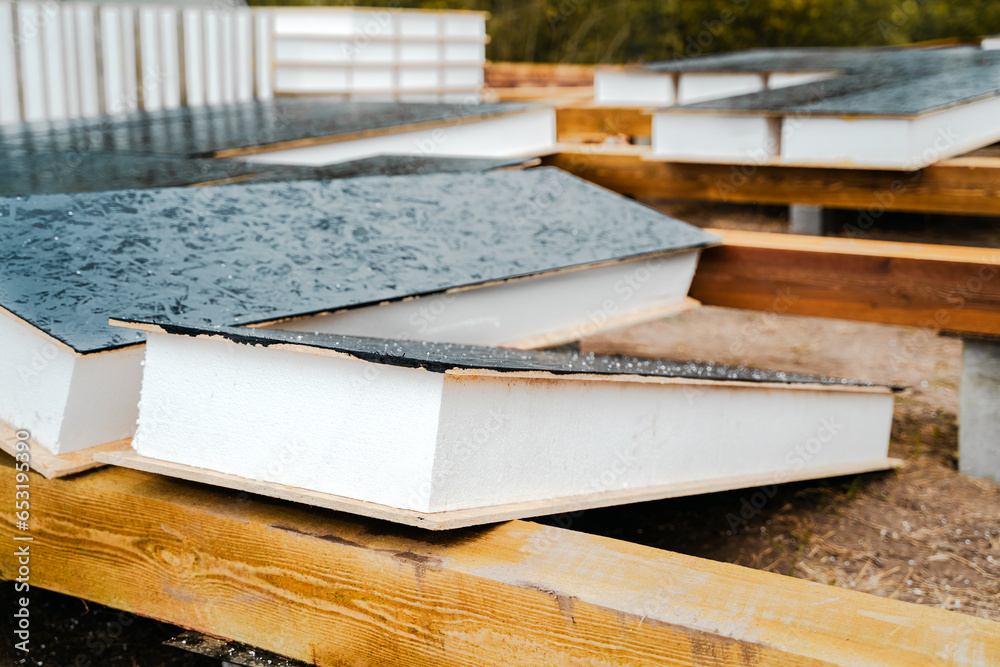 Building construction of wooden frame house made of SIP structural ...