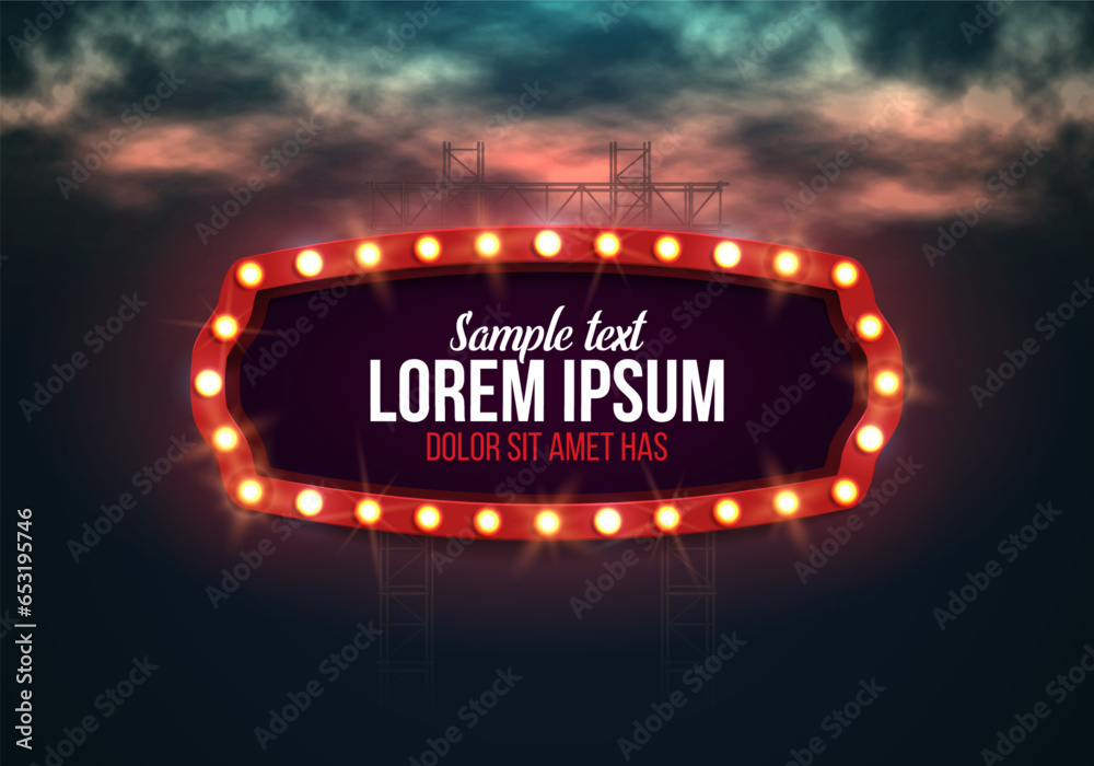 Shining retro billboard. Vintage bright sign board for your design ...