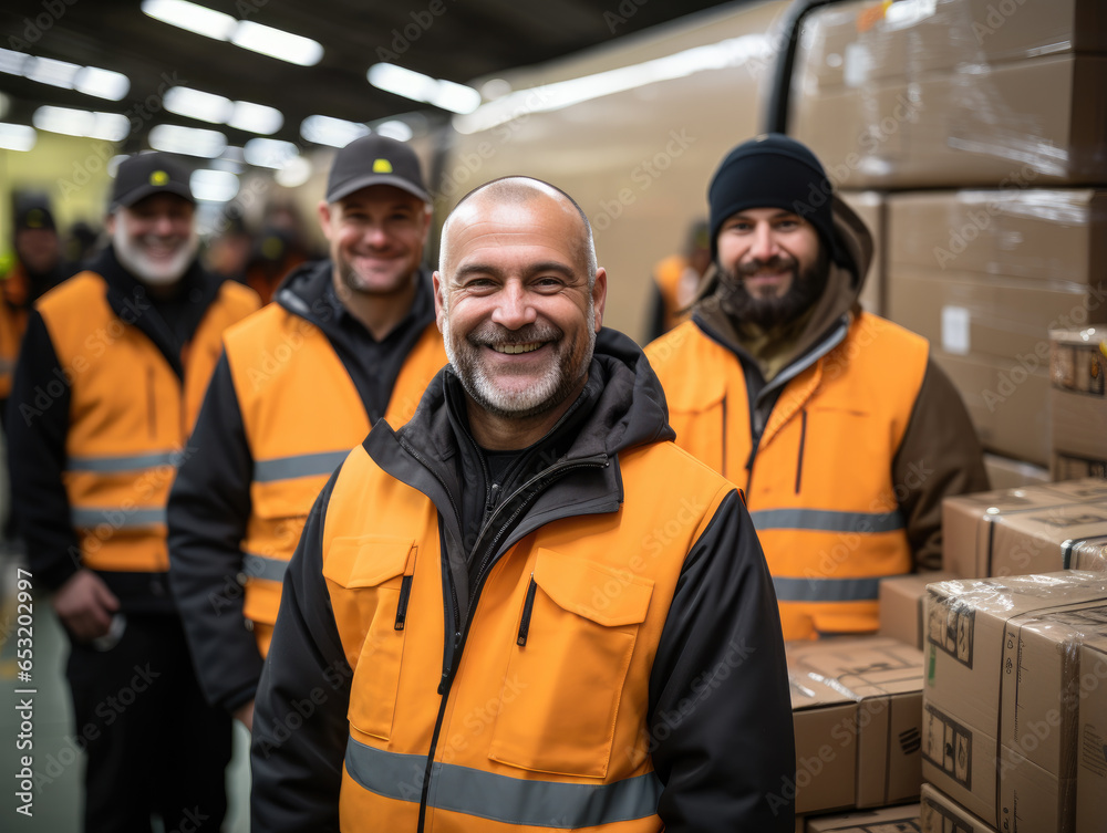 Group of positive middle-aged male employees, workmates posing in ...