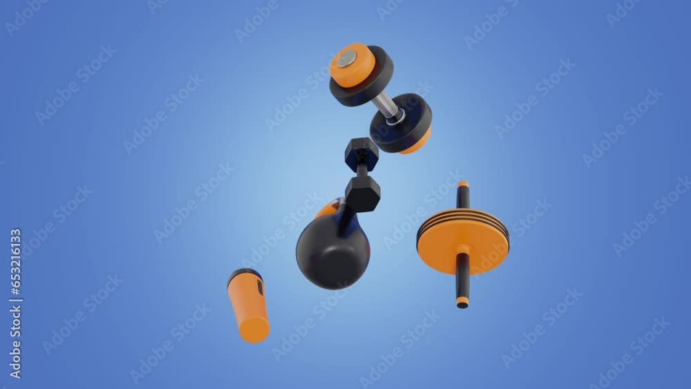 Gym realistic, animation power for life banner. Sport accessories ...