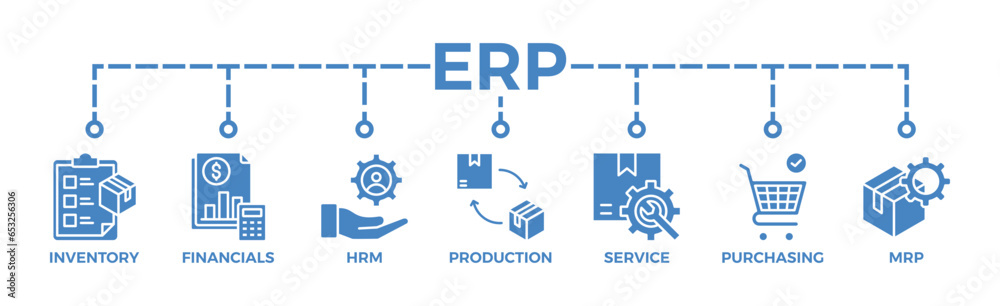 ERP banner web icon vector illustration concept for enterprise resource ...