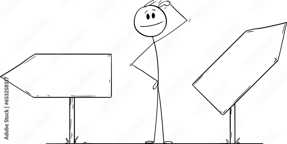 Choose Your Direction, Vector Cartoon Stick Figure Illustration Stock ...