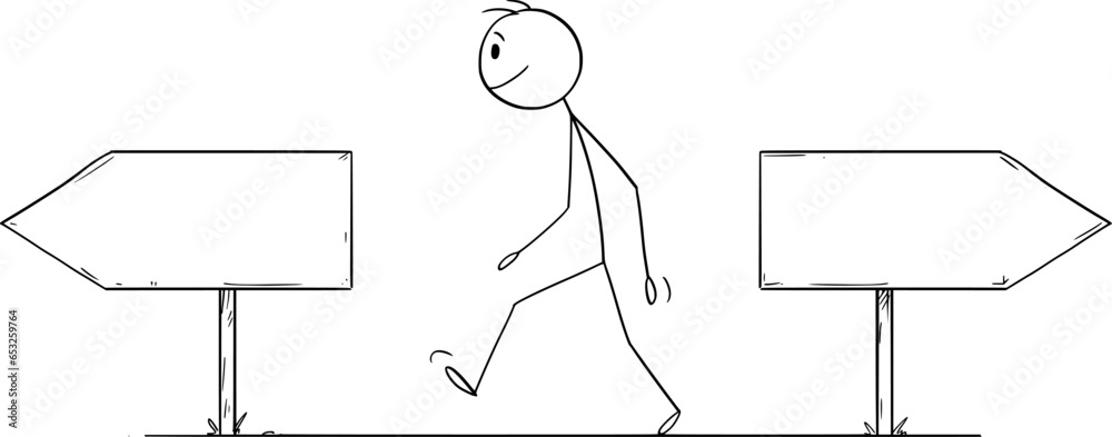 Choose Your Direction, Vector Cartoon Stick Figure Illustration Stock ...