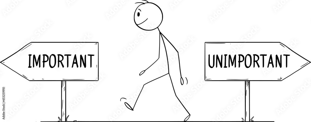 Poster Doing What is Important, Vector Cartoon Stick Figure ...