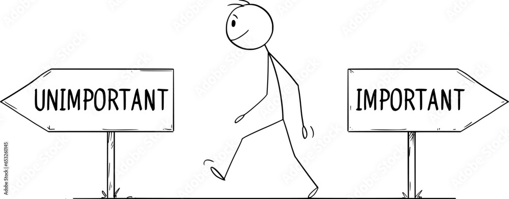 Doing What is Important, Vector Cartoon Stick Figure Illustration Stock ...