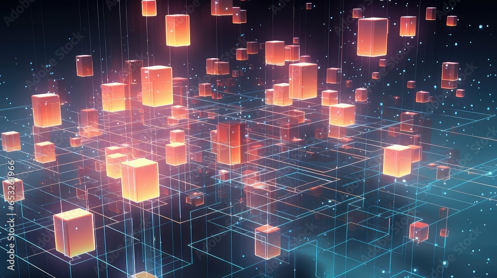background voxel data flow illustration 3d digital, audio motion ...