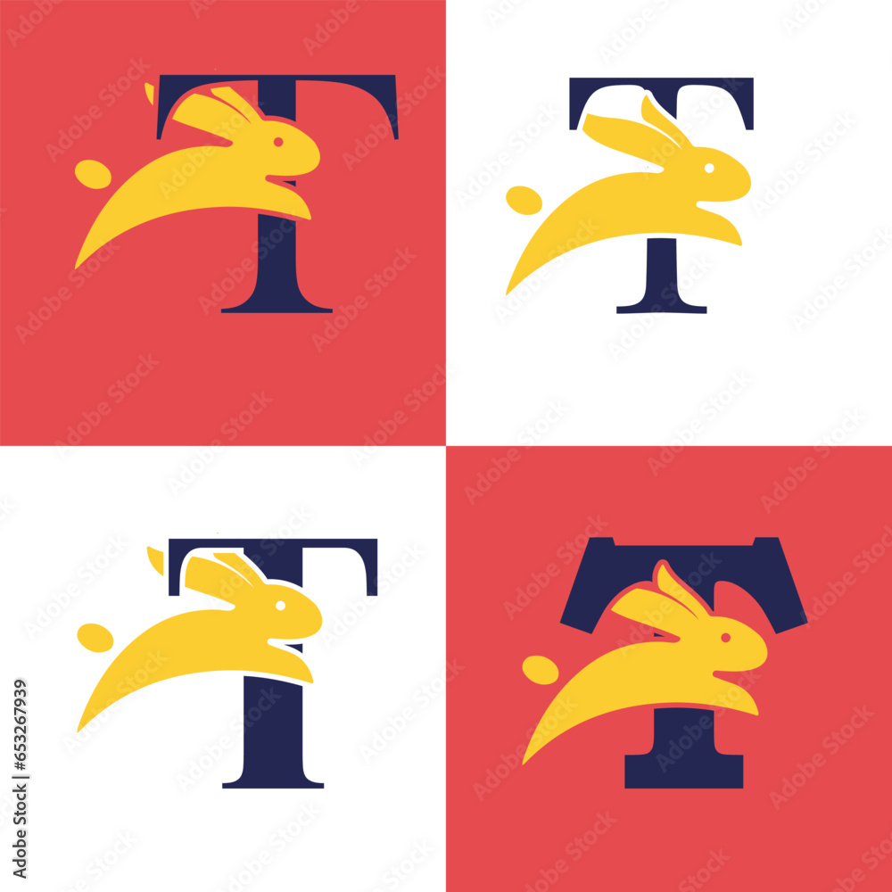 Initials Logo Design Alphabet Letter T I Rabbit Logo Design Concept ...