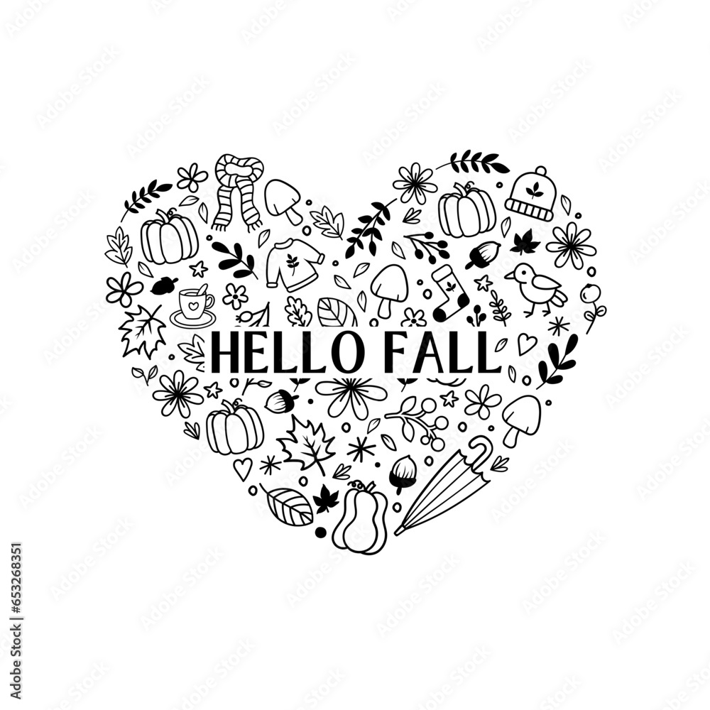 Fall Leaf Heart Svg, Fall SVG, Hello Fall Svg, Fall Heart SVG, Pumpkin ...