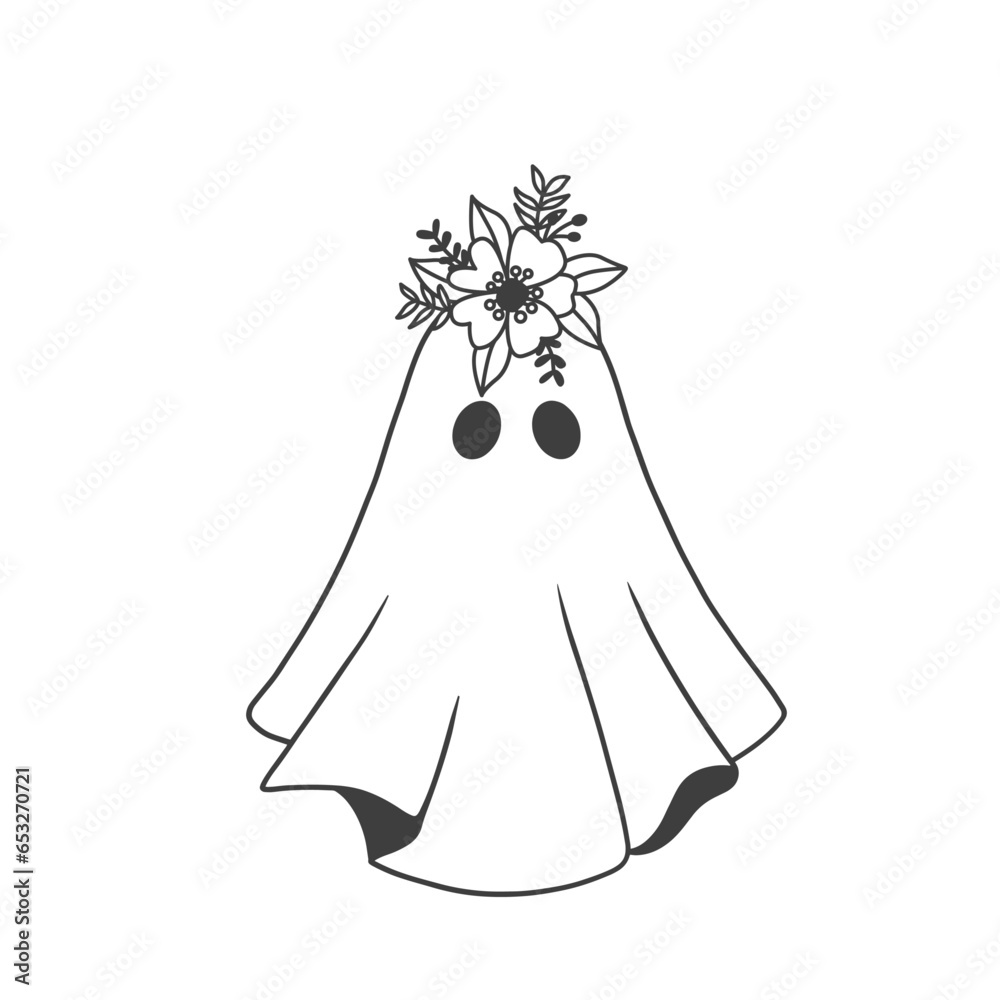 Spooky Season svg, Floral Ghost SVG File, Ghost SVG, Spooky Svg, Ghost ...