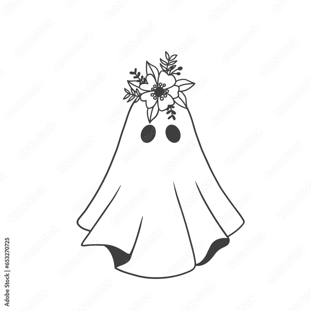 Vetor de Spooky Season svg, Floral Ghost SVG File, Ghost SVG, Spooky ...