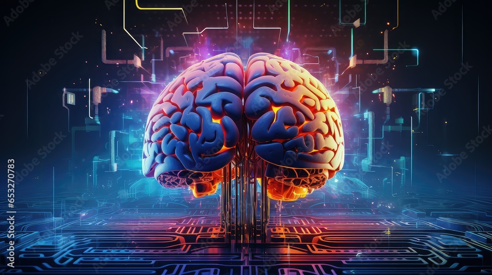 technology human brain artificial illustration network futuristic, idea ...