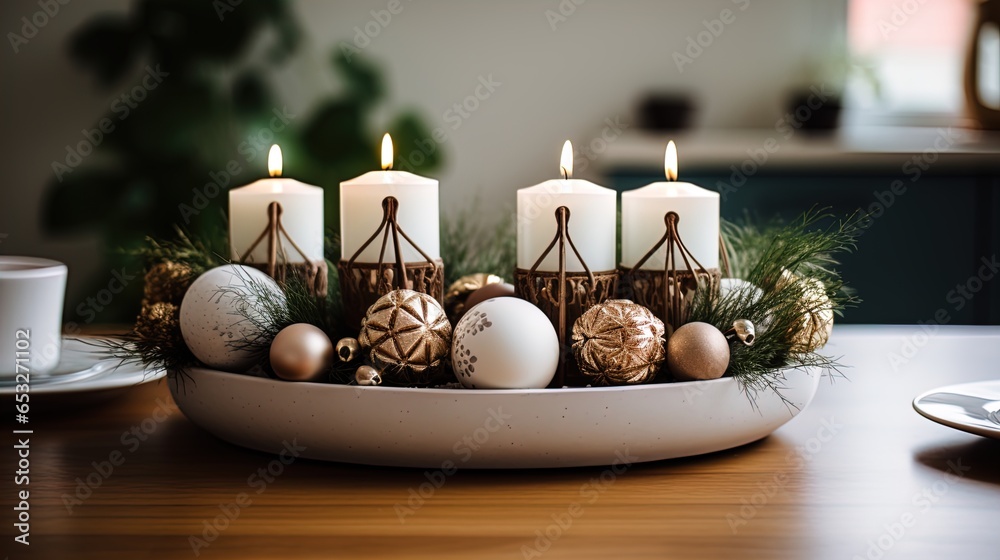 Contemporary Yuletide Glow: Modern Advent Wreath Celebrating the ...