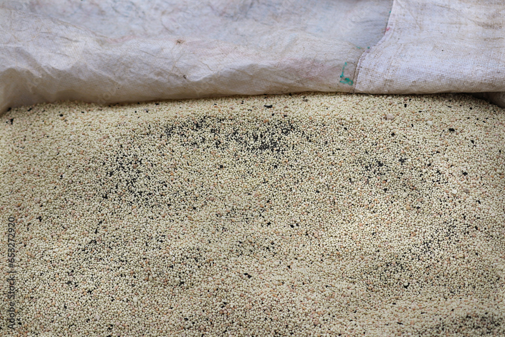Pellets of ammonium nitrate flat lay with. Mineral fertilizer. granular ...
