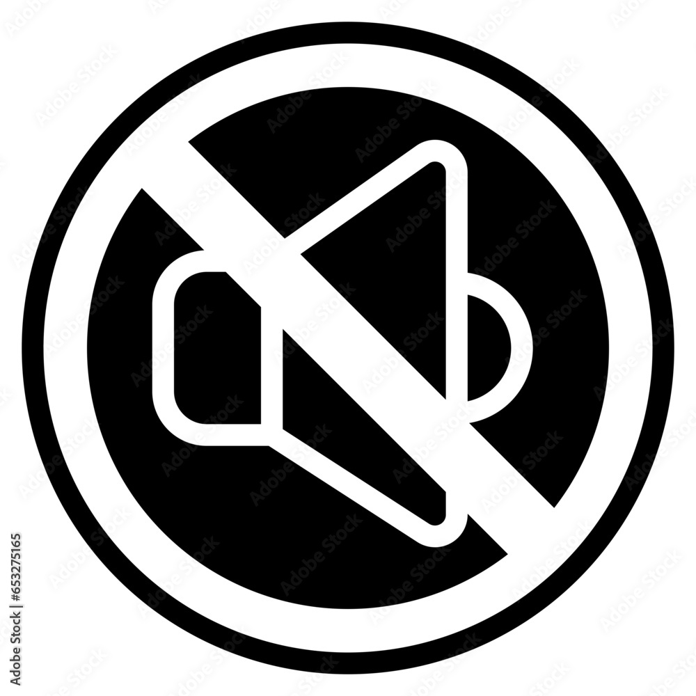 sign, sound, prohibition, speaker, warning, restriction Icon, Glyph ...