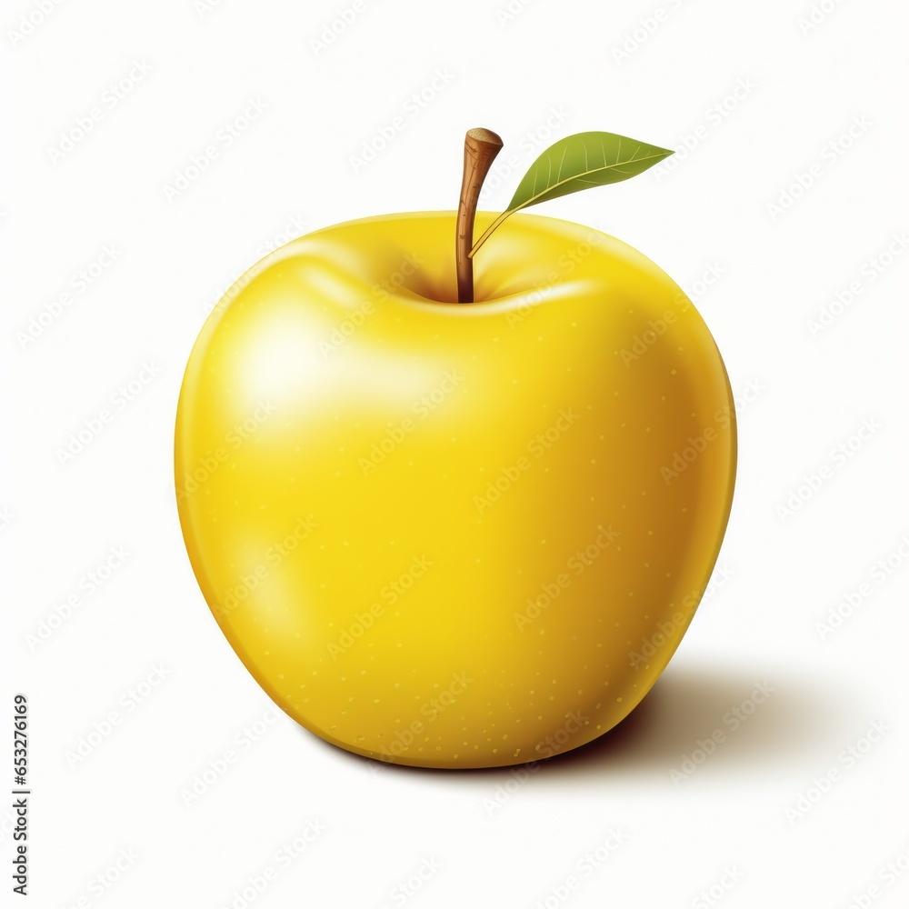 Yellow apple, clipart, white background Stock Illustration | Adobe Stock