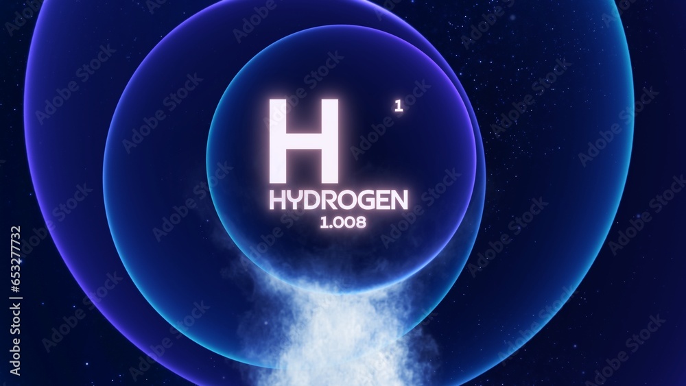 Hydrogen as Element 1 of the Periodic Table. Vertical animation on ...