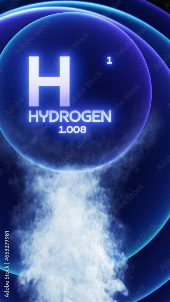 Hydrogen as Element 1 of the Periodic Table. Vertical animation on ...