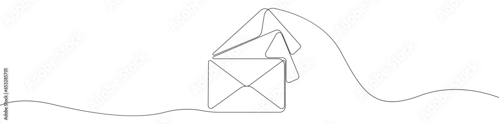 Envelope one line drawing vector. Postcard continuous line drawing ...