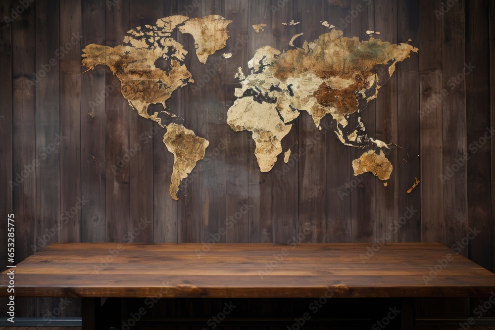 open, boundary-free world map on an old wooden desk Stock Photo | Adobe ...