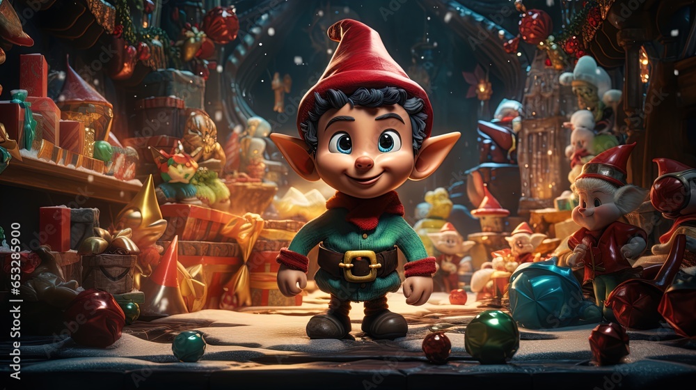 Christmas Elves in Santa's Modern Toy Workshop: A Festive Postcard in ...