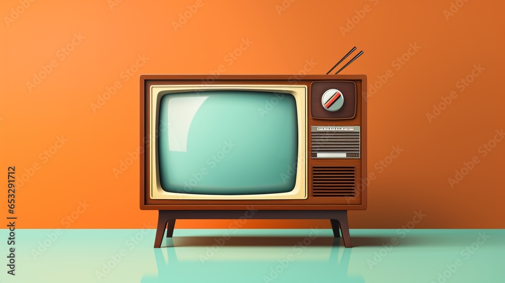 Retro Radiance The 70s Vintage Television, Front View and Full of ...